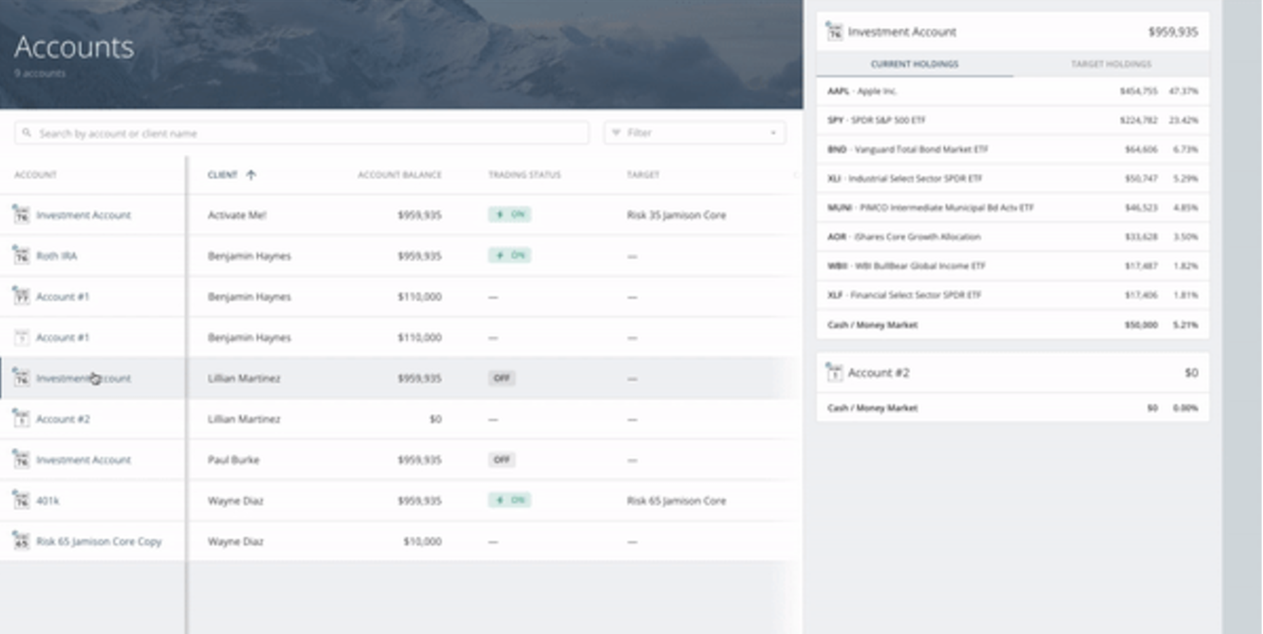 Navigating the Accounts Dashboard