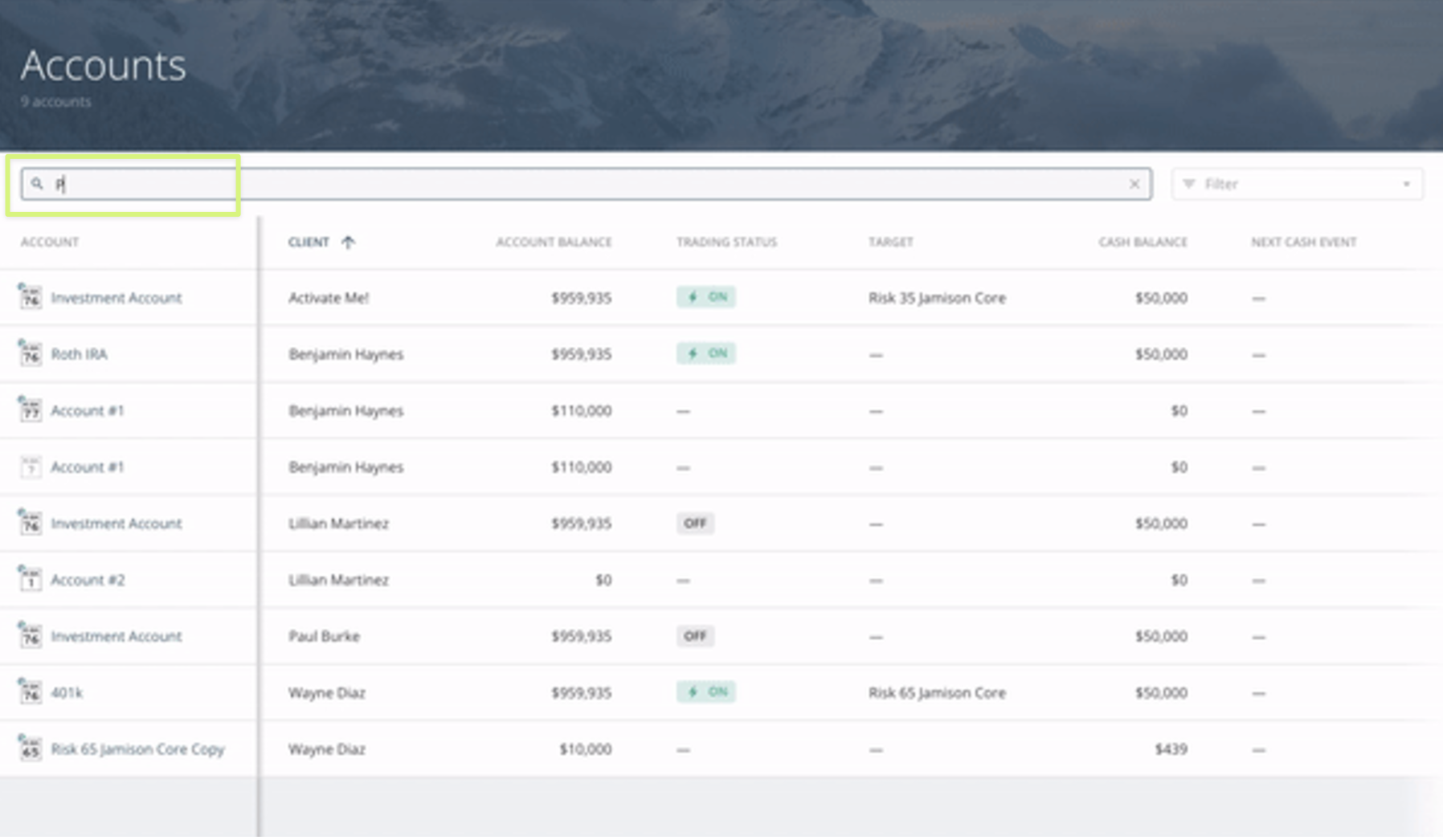 Navigating the Accounts Dashboard