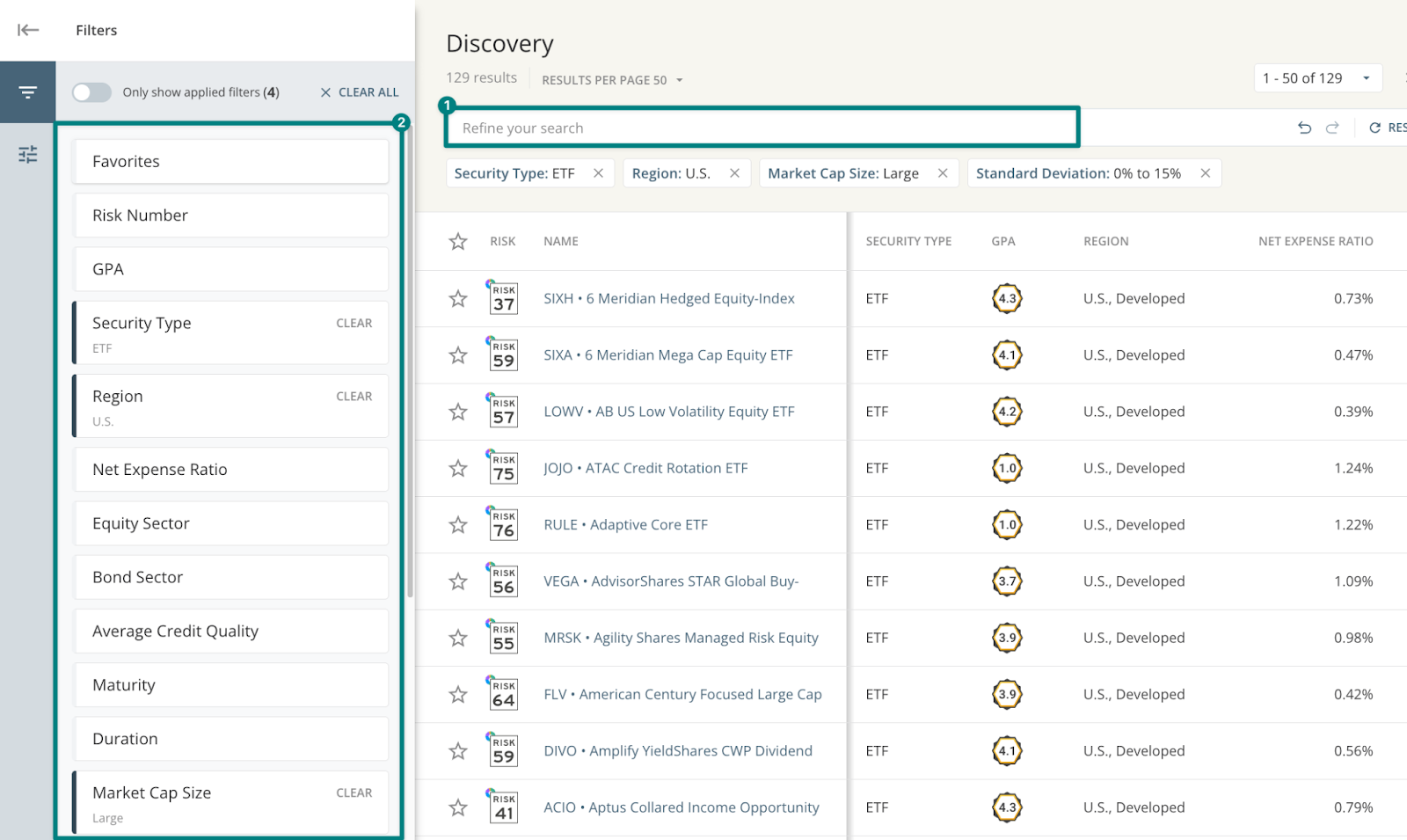Search for Securities with Discovery