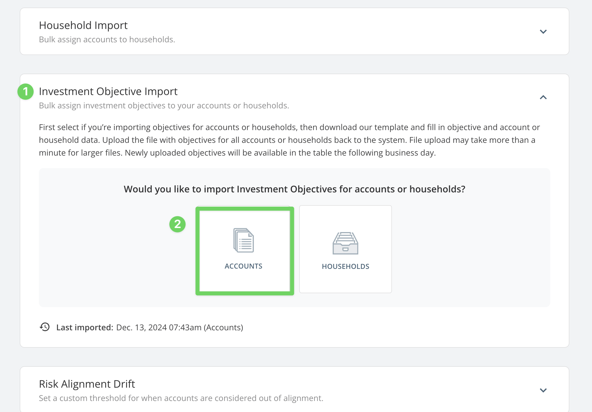 Upload Account Investment Objectives